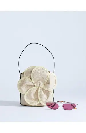 Topshop Gino Flower Straw Shoulder Bag