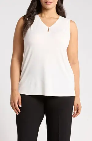 Anne Klein Keyhole Sleeveless Top - White Dove