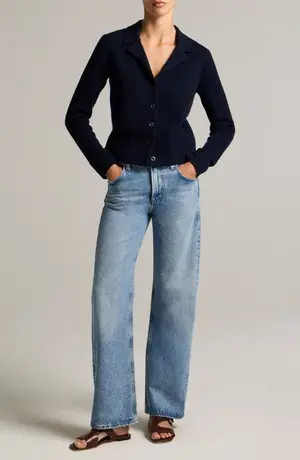 Vince Double Face Notch Collar Cardigan