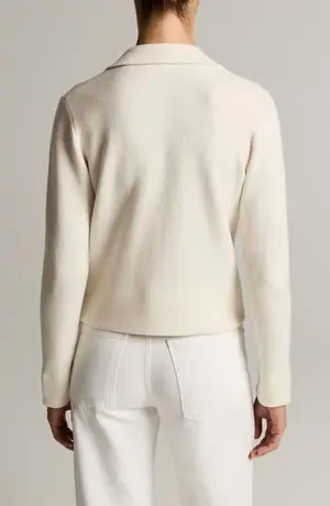 Vince Double Face Notch Collar Cardigan - Off White