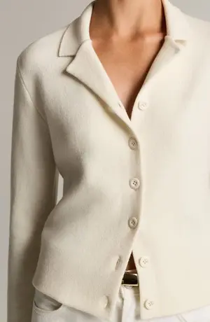 Vince Double Face Notch Collar Cardigan - Off White