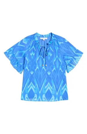 SUGARLIPS Carys Erie Abstract Cotton Split Neck Top