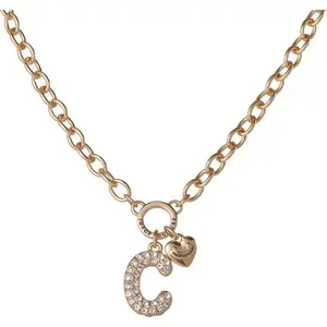 Juicy Couture Bubble Necklace With Clear Stones - Letter C