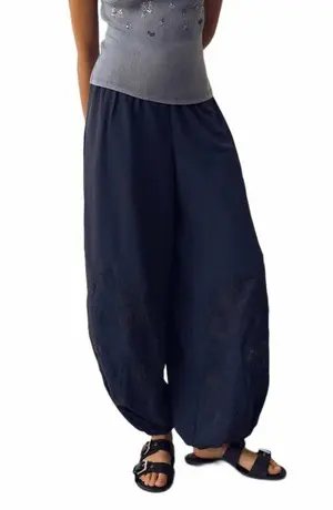 PER UNA BY M&S Lace Balloon Tie Waist Pants - Dark Slate