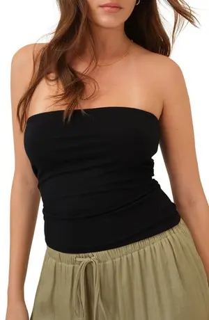 NOBODY'S CHILD Stretch Jersey Bandeau Top - Black