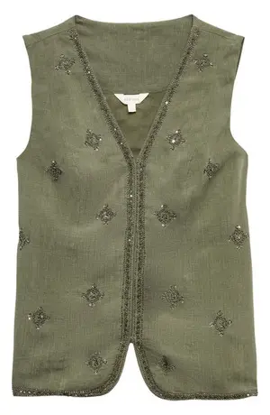 PER UNA BY M&S Embellished Vest - Hunter Green