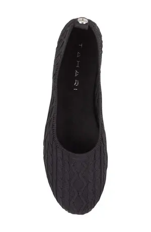Tahari Cannes Cable Knit Ballet Flat - Black
