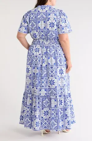 SUGARLIPS Arbor Belraj Floral Tile Cotton Poplin Maxi Dress
