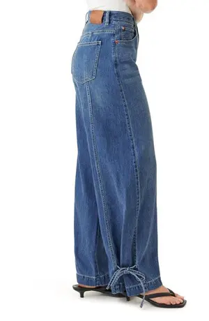 Habitual Relaxed High Waist Barrel Leg Jeans With Tie Hems