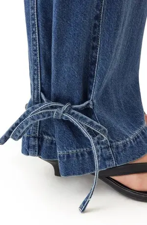Habitual Relaxed High Waist Barrel Leg Jeans With Tie Hems