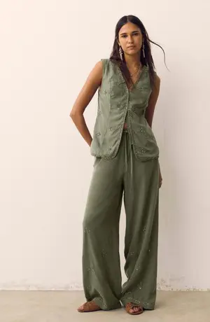 PER UNA BY M&S Wide Leg Embellished Pants