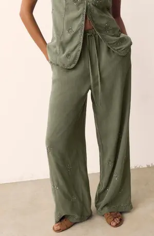 PER UNA BY M&S Wide Leg Embellished Pants