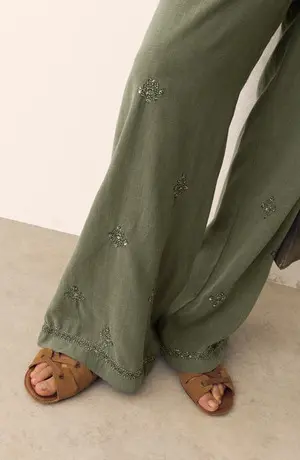 PER UNA BY M&S Wide Leg Embellished Pants