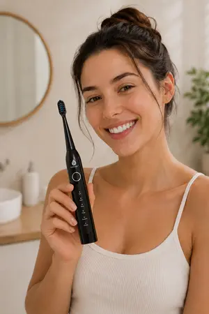 PURSONIC Usb Rechargeable Sonic Toothbrush With 12 Brush Heads - Black