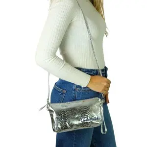 Carlos Falchi Microfiber Python Tote - Navy
