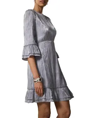 Mint Velvet Metallic Ruffle Trim Mini Dress