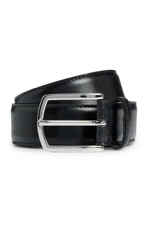 BOSS Claus Leather Belt With Pin Buckle - Black