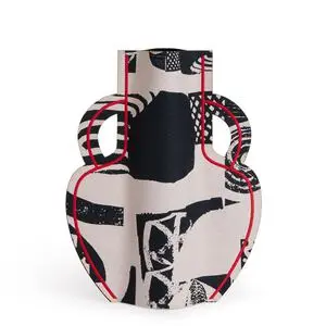 LONDON ATELIER BYPRODUCT Geometric Cotton Amphora Large Vase Red - Black
