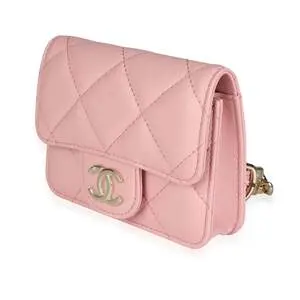 Chanel Quilted Lambskin Belt Bag With Chain - Pink