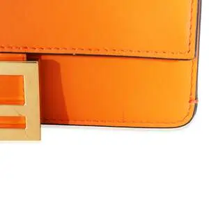 Fendi Calfskin Flat Baguette With Brown Strap
