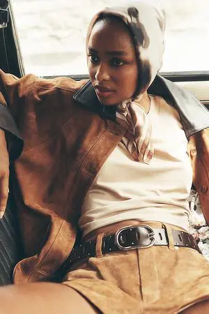 Anthropologie Studded Leather Belt - Brown