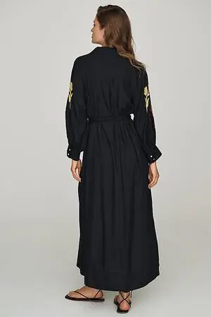 The Great. Embroidered Midi Dress
