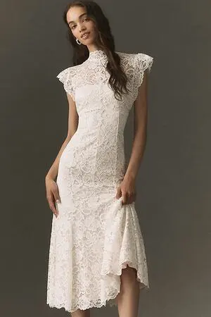 Bhldn Lace Fit-and-flare Midi Dress - White