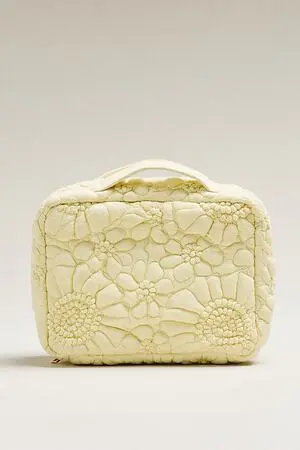 Anthropologie Quilted Floral Hanging Cosmetic Bag - Neutral