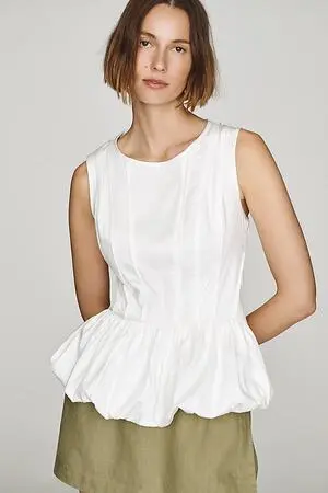 Anthropologie Bubble-hem Peplum Top - White
