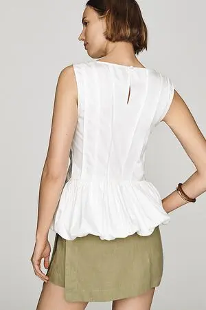 Anthropologie Bubble-hem Peplum Top - White