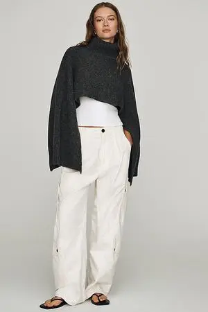 Anthropologie Funnel-neck Cropped Shrug - Dark Grey