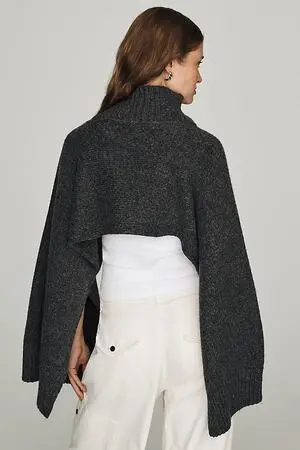 Anthropologie Funnel-neck Cropped Shrug - Dark Grey