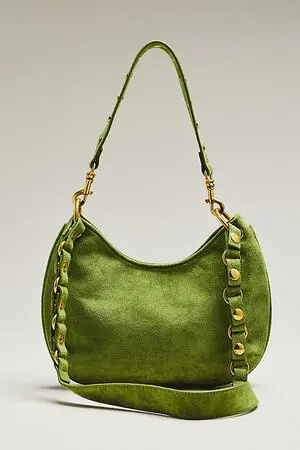 Anthropologie Faux Suede Circular Shoulder Bag - Green