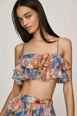 Hemant & Nandita Ruffle Bandeau Top - Blue