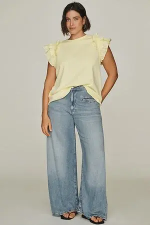 English Factory Cotton Ruffle Sleeve Top