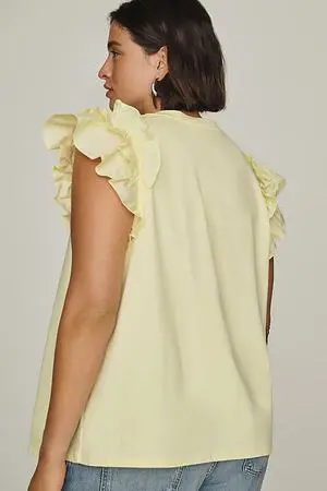 English Factory Cotton Ruffle Sleeve Top