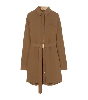 Burberry Silk Crepe De Chine Mini Shirt Dress - Brown