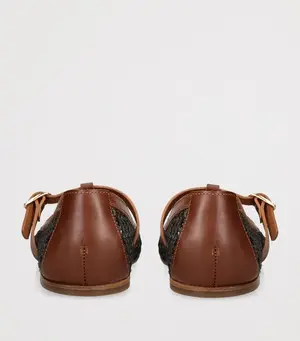 ANCIENT GREEK SANDALS Leather-raffia Ballet Flats