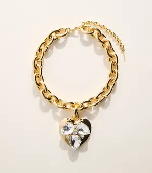 Alessandra Rich Heart Pendant Necklace - Gold