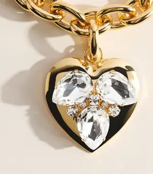 Alessandra Rich Tone Crystal Embellished Heart Pendant Necklace