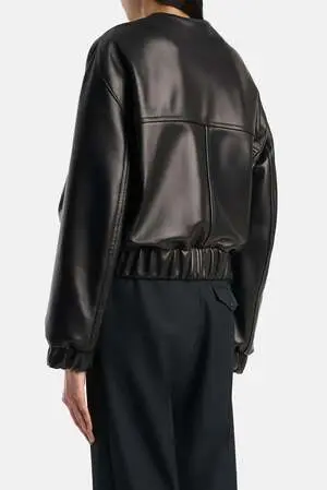 Khaite Leather Bomber Jacket - Nero