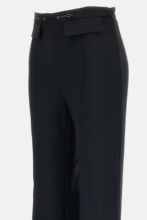Elisabetta Franchi Stretch Crepe High Waist Flared Trousers