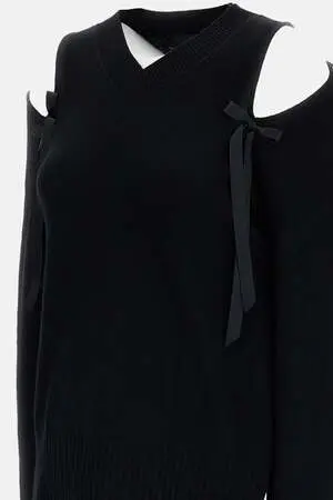 Simone Rocha Cashmere V-neck Sweater With Bow Detail