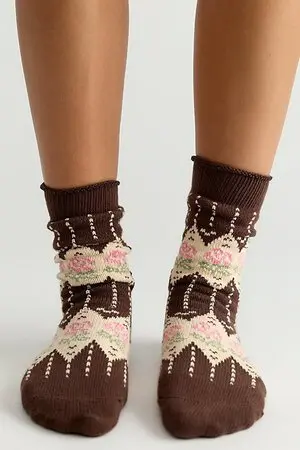 Free People Rosa Trouser Socks - Brown Combo