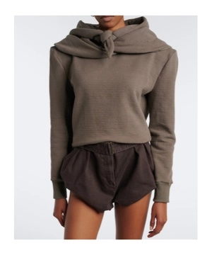 Magda Butrym Cotton-blend Jersey Hoodie With Knotted Hood Detail