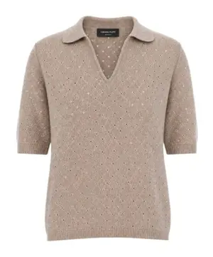Fabiana Filippi Lapel V-neck Short-sleeved Sweater