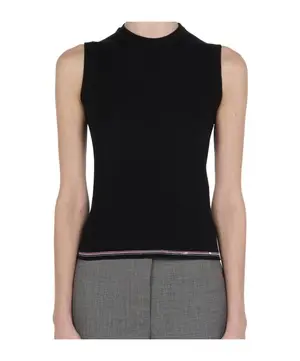 Thom Browne Rwb Stripe Ribbed Top