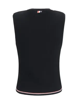 Thom Browne Sleeveless Striped Ribbed Top