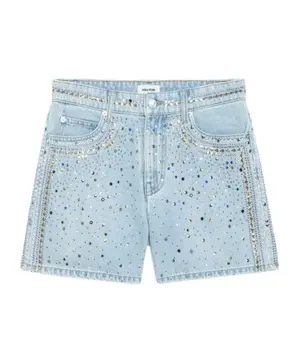 Zadig&Voltaire Denim Shorts With Belt Loops - Light Blue