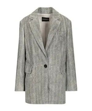 Emporio Armani Herringbone Leather Blazer - Grey